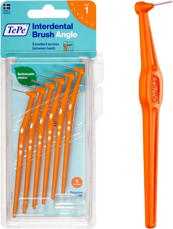 Tepe Angled 0.45mm Orange Interdental Brushes Pack of 6 – Scent Shave & All