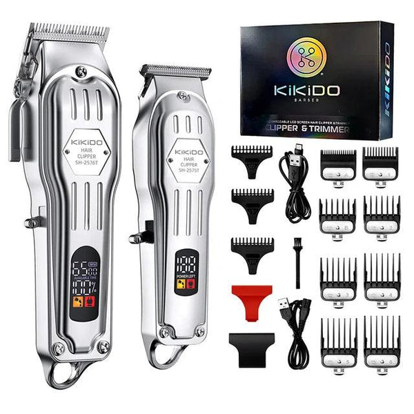 2 in 1 Full Metal Combo Hair Clipper + Hair Trimmer Professional Barber ...